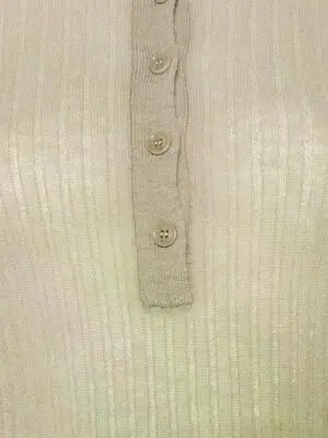 BOSS Ribbed-knit Polo Top - Neutrals