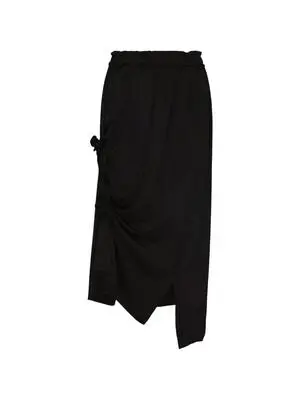 Y’s Asymmetric Gathered Midi Skirt - Black