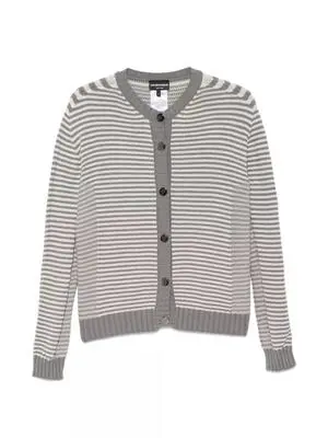 Emporio Armani Striped Button-up Cardigan - Grey