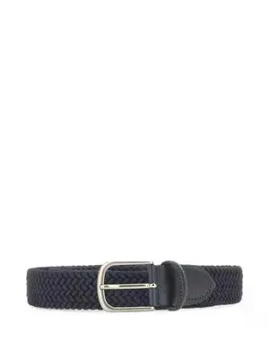 ALBERTO LUTI Woven Leather-trim Belt - Blue