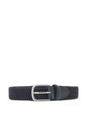 ALBERTO LUTI Woven Leather Trim Belt - Blue