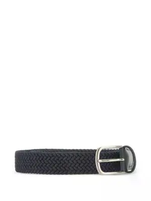 ALBERTO LUTI Woven Leather Trim Belt