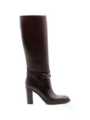 CHANTAL Buckle-strap Knee-high Boots - Brown