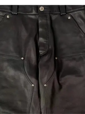 Chrome Hearts Leather Double-knee Straight-leg Trousers