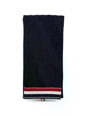 Thom Browne Cable-knit Rwb-stripe Scarf - Blue