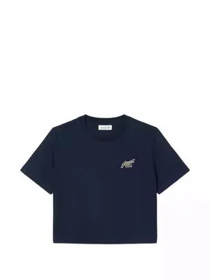 Lacoste Logo-patch Cropped T-shirt - Blue