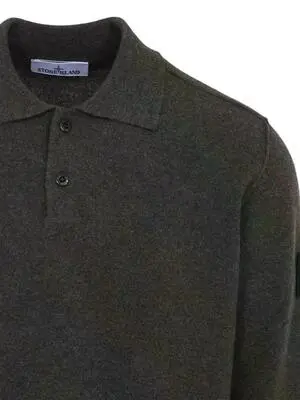 Stone Island 5100018 Light Rws Geelong Wool Loose-fit Polo Collar Jumper With Button Placket - Brown