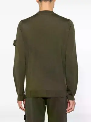 Stone Island 5100074 Light Pure Rws Wool_s.i. Ghost Regular-fit Crewneck Jumper With Ribbed Trims - Green