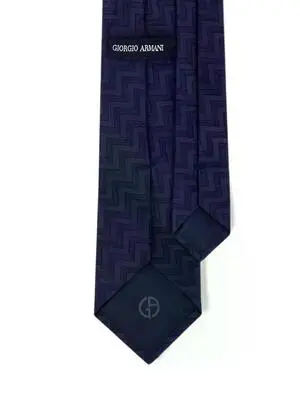 Giorgio Armani Zigzag-jacquard Tie - Blue
