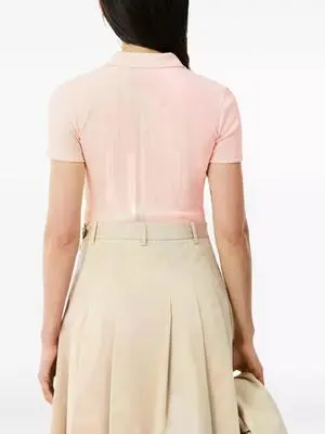 Lacoste Ribbed-knit Logo-patch Polo Shirt - Pink