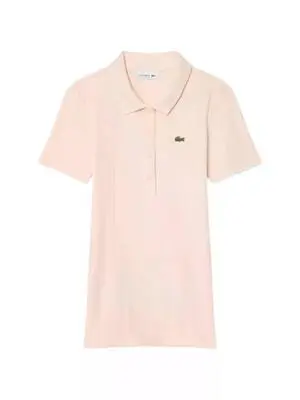 Lacoste Ribbed-knit Logo-patch Polo Shirt - Pink