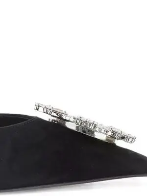 Amina Muaddi Begum Crystal-brooch Suede Slingback Pumps