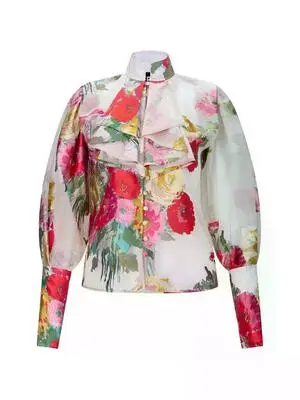 Libertine Pat Nixon Ruffled Floral-print Blouse - White