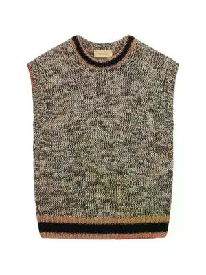 Momoni Cable-knit Embroidered Sleeveless Sweater - Neutrals