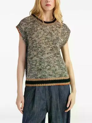 Momoni Cable-knit Embroidered Sleeveless Sweater