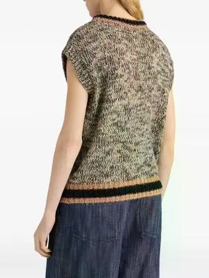 Momoni Cable-knit Embroidered Sleeveless Sweater