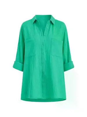 Seafolly Breeze Crinkled-finish Cover-up Shirt - Green