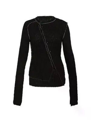 Y’s Asymmetric Ribbed-knit Cardigan - Black