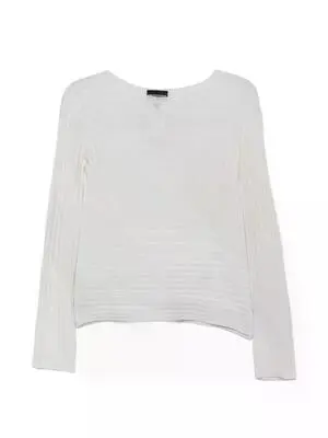 Emporio Armani Ribbed Geometric-knit Sweater - Blue