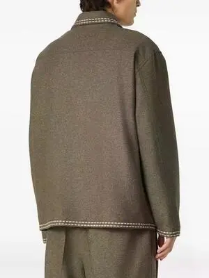 GOLDEN GOOSE Gary Contrast-stitch Wool Jacket - Green