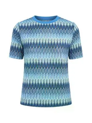 Derhy Cannelle Geometric-knit T-shirt - Blue