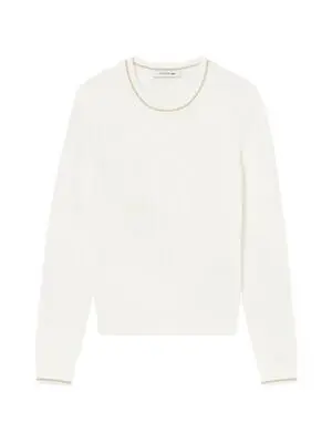 Lacoste Cable-knit Contrast-trim Sweater - White
