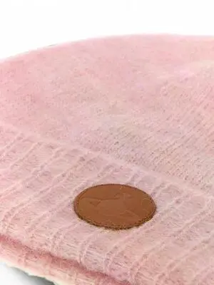 VIVIENNE WESTWOOD Fluffy Logo-patch Beanie Hat - Pink