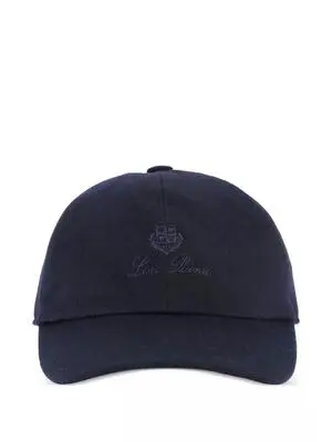 Loro Piana Cashmere Baseball Cap With Embroidered Logo - Blue