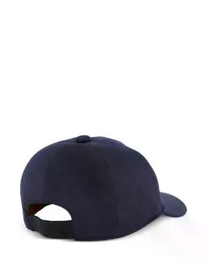 Loro Piana Cashmere Baseball Cap With Embroidered Logo - Blue