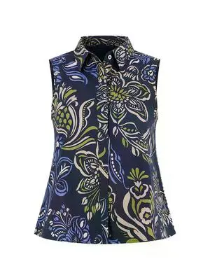 Marella Floral-print Sleeveless Shirt - Blue