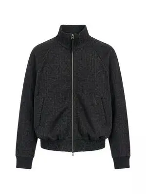 TOM FORD Herringbone-pattern Nubuck-detail Sweater - Grey