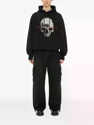44 LABEL GROUP Skull-print Drawstring Hoodie - Black