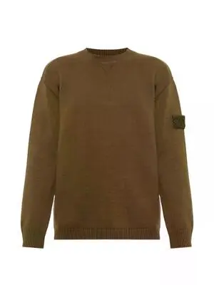 Stone Island Logo Patch Crew Neck Sweater - Brown