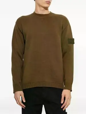 Stone Island Logo Patch Crew Neck Sweater - Brown