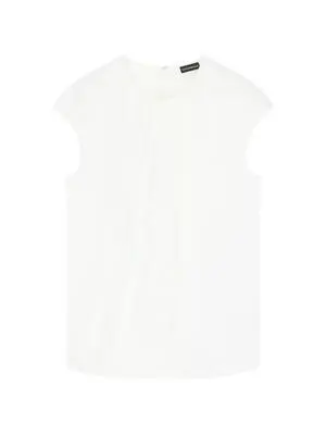 Emporio Armani Pleated Cap-sleeve Blouse - White
