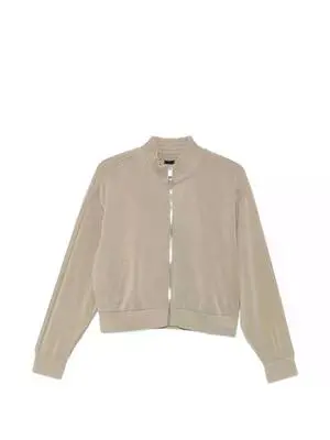 BOSS Zip-fastening Ribbed-trim Sweatshirt - Neutrals