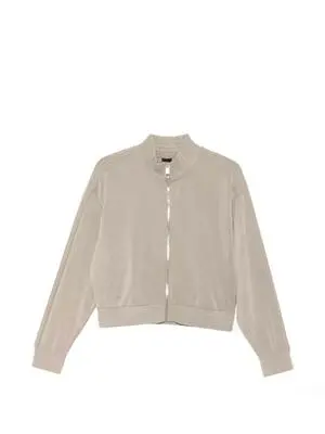BOSS Zip-fastening Ribbed-trim Sweatshirt - Neutrals