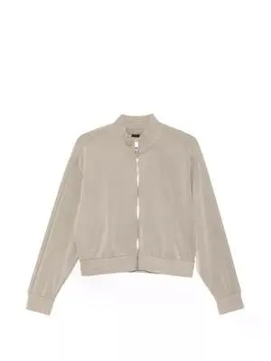BOSS Zip-fastening Ribbed-trim Sweatshirt - Neutrals
