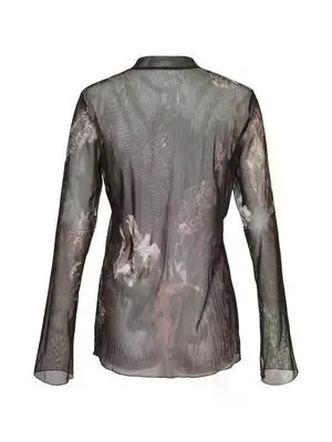 Yohji Yamamoto Graphic-print Mesh Top