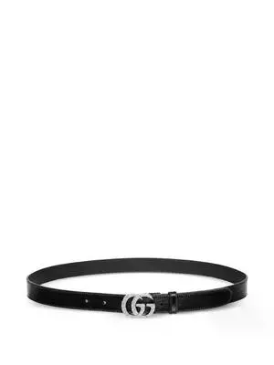 Gucci Double G Crystal-embellished Belt - Black