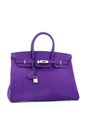 Hermès Birkin Handbag Epsom With Palladium Hardware 35 Satchel - Purple