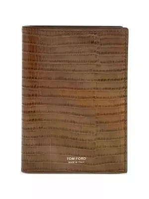 TOM FORD Lizard-effect Leather Passport Holder - Brown