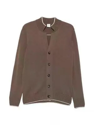 Eleventy Ribbed-trim Button-up Cardigan - Brown