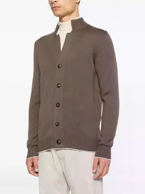 Eleventy Ribbed-trim Button-up Cardigan