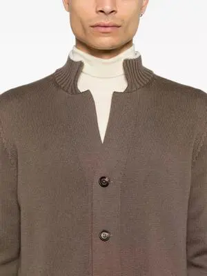 Eleventy Ribbed-trim Button-up Cardigan