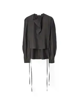 LEMAIRE Layered Blouse In Silk And Viscose Cloth - Brown