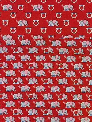 FERRAGAMO Elephant Print Silk Tie - Red