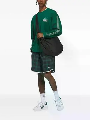Adidas Plaid Track Shorts - Blue
