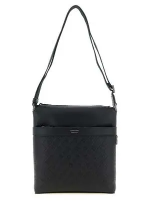 FERRAGAMO Monogram' Messenger Crossbody Bag - Black