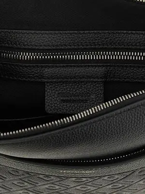FERRAGAMO Monogram Hammered Calf Leather Messenger Crossbody Bag